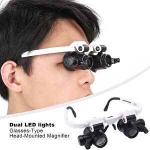 Microscope Adapter Head-Mounted LED Light Acrylic Lens Binocular Glasses Adjustable Microscope Tool Magnifying Microscope Accessories