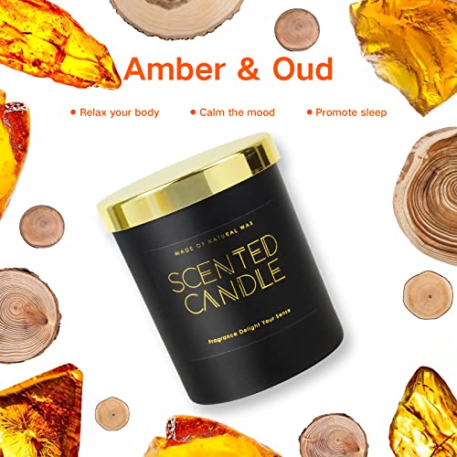 Candles for Home Scented, Amber & Oud Scented Candles Natural Soy Candles Candles for Men Christmas Candles Gifts for Women Black Candles Gifts Set Christmas Decorations Mother Day