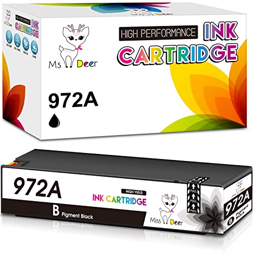 Miss Deer Upgraded Compatible 972A Black Ink Cartridges Replacement for HP 972 A 972X for PageWide Pro 477dw 577dw 477dn 452dn 452dw 552dn 552dw MFP Pagewide 377dw P55250dw Printer (1 BK) 1-Pack