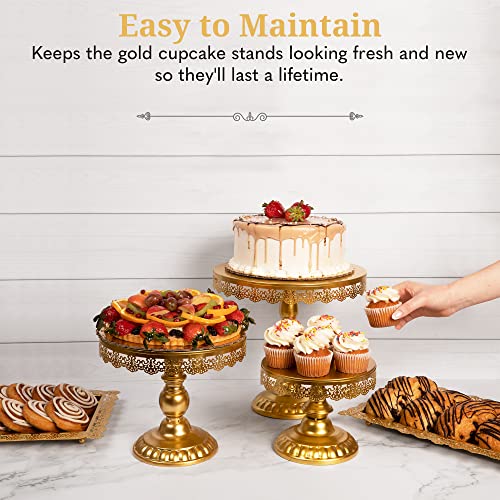 Priville Home 6-Piece Gold Cake Stand Set for Stunning Dessert Table Display - Elegant Dessert Trays for Dessert Table Setup - Wedding, Birthday, and Party Decorations