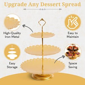 Priville Home 6-Piece Gold Cake Stand Set for Stunning Dessert Table Display - Elegant Dessert Trays for Dessert Table Setup - Wedding, Birthday, and Party Decorations