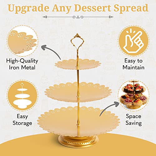 Priville Home 6-Piece Gold Cake Stand Set for Stunning Dessert Table Display - Elegant Dessert Trays for Dessert Table Setup - Wedding, Birthday, and Party Decorations