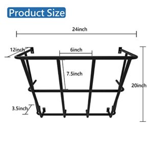 QVQE Hay Feeder Goat, 18 Gallon Multiple Sided Goat Hay Rack, Heavy Duty Iron Wall Hay Rack for Sheep with Detachable Grain Tray, Effortless Installation in Farm, Yield