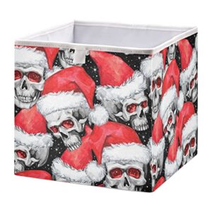 christmas basket large foldable christma storage basket with handles christmas skull storage cube box collapsible toy organizer bin decorative xmas 11" x 11" x 11"