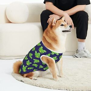 Frogs Dog Shirt Soft Cotton Dogs Clothes Cool Breathable Pet Vest Casual Cozy Lightweight Dog Pajamas for Medium Large Dogs