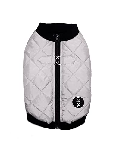 K10 Quiltee Coat - Warm Dog Coat with Leash Attachment - Water Resistant Jacket with Leash Ring - Built in D Ring Harness - Fleece Lined Vest - Lighter Than a Sweater - Small Dogs (S, Silver Grey)