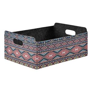 kigai aztec storage bins with handles felt fabric collapsible storage basket organizer drawers storage boxes for shelf closet bedroom (14x5x10inch)