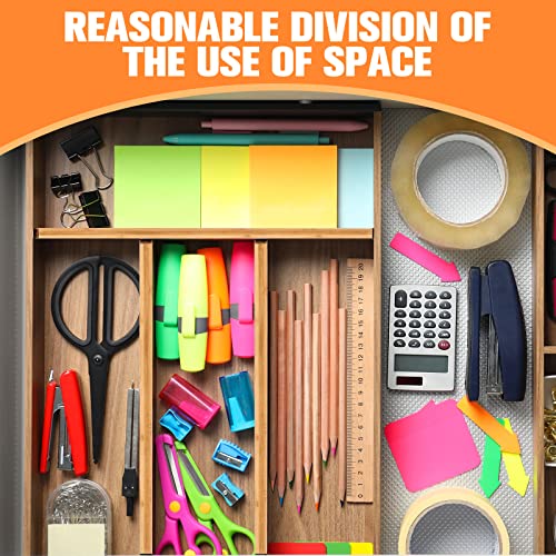 Reginary 12 Pcs Bamboo Drawer Dividers 13.5-17" Adjustable Drawer Organizers Fits Standard Drawers Bamboo Divider Organizer Spring Loaded Separators for Kitchen Bedroom Bathroom Dresser Office