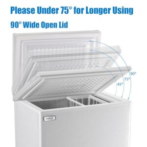 Chest Freezer Compact Deep Freezer WANAI 5.0 Cu.Ft for Garage Adjustable Temperature 7 Thermostat and Energy Saving Removable Basket for Garage Basement Dorm Apartment Kitchen Business