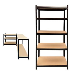 5 tier boltless garage shelving adjustable heavy duty shelves workshop storage racking shelves organization for bookcase,display cabinet, 875kg loading capacity, black (180x90x40cm),1pack