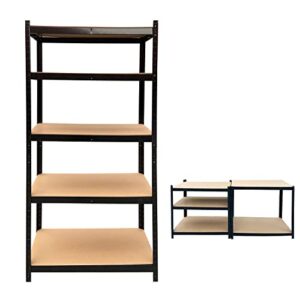 5 Tier Boltless Garage Shelving Adjustable Heavy Duty Shelves Workshop Storage Racking Shelves Organization for Bookcase,Display Cabinet, 875kg Loading Capacity, Black (180x90x40cm),1Pack