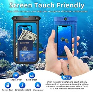 Haireca Waterproof Phone Pouch [3 Pack] (1Pcs 10.5" and 2Pcs 8.5"),IPX8 Underwater Cell Phone Dry Bag with Lanyard for iPhone Samsung,Water Resistant Cellphone Protector for Swimming Diving Beach