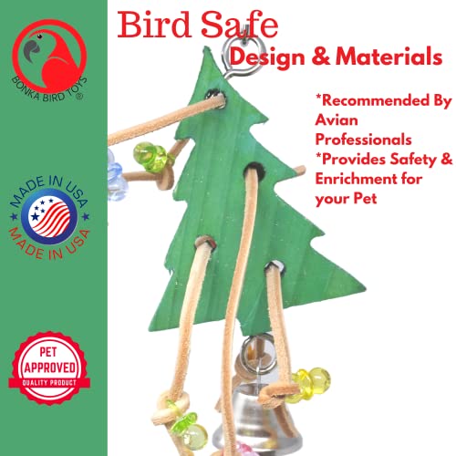 Bonka Bird Toys Christmas Tree Small Large Bird Toy Festive Season Holiday Treat Xmas Santa for Cockatiels, Parakeets, Conures, African Greys, and Similar.