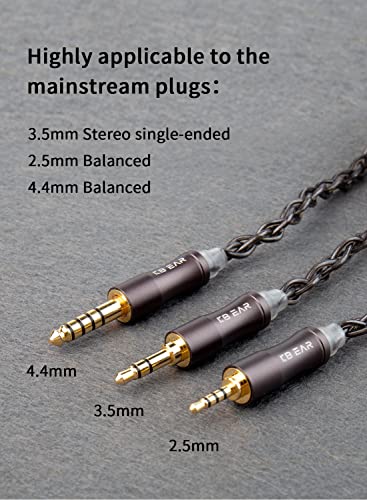 YINYOO Replacement Earphones Cable Kbear Copper-Silver Alloy Mixedly Braided Upgrade Cable for TIN Audio T2 T3 T2 PRO Shure SE215 SE535 UE900,BGVP Earphones (3.5mm Plug, mmcx)