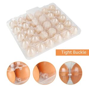 20 Pack Egg Cartons, Plastic Egg Cartons Bulk, Empty Clear Plastic Egg Carton Holds Up to 30 Eggs, Reusable Chicken Egg Tray Holders for Family Pasture Chicken Farm, Market Display, Storage