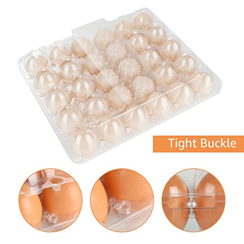 20 Pack Egg Cartons, Plastic Egg Cartons Bulk, Empty Clear Plastic Egg Carton Holds Up to 30 Eggs, Reusable Chicken Egg Tray Holders for Family Pasture Chicken Farm, Market Display, Storage