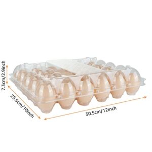 20 Pack Egg Cartons, Plastic Egg Cartons Bulk, Empty Clear Plastic Egg Carton Holds Up to 30 Eggs, Reusable Chicken Egg Tray Holders for Family Pasture Chicken Farm, Market Display, Storage