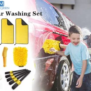 MVEQRRN 21pcs Car Cleaning Kit, Car Detailing Brush Set,Car Wash Kit for Interior and Exterior, Car Care Kit All Cleaning Suppliess Set Detailing with Microfiber Towels,Buffing Sponge Pads Kit