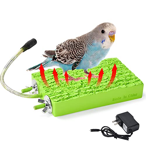 Bird Heated for Cage, Bird Heating Station Plate Bird Perch Stand for Exotic Pet Bird,Small Birds,African Grey,Parakeets Parrots,12v 5w 3.3"x6"