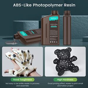 SUNLU ABS-Like 3D Printer Resin 2KG Grey and Black 2KG, 405nm UV-Curing Standard Photopolymer Rapid Resin for LCD/DLP/SLA 3D Printing, Non-Brittle & High Precision, Grey 2000g+ Black 2000g