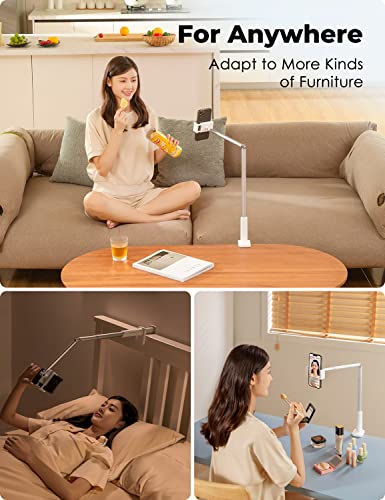 Viozon Phone Holder, Flexible Long Arm,Overhead Mount,360° Angle Adjustable,Aluminum Alloy, C Clamp for Headboard Bedside&Table&Desk,Compatible with 3.5"-6.7" Phone,iPhone 14 Plus/Pro Max W