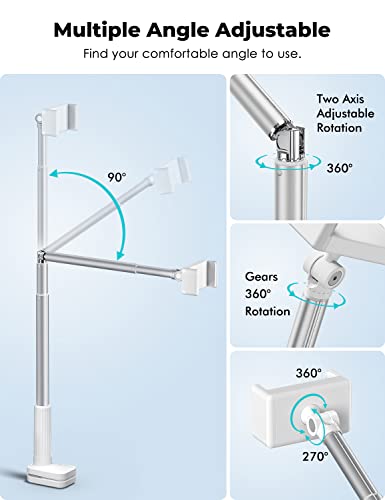 Viozon Phone Holder, Flexible Long Arm,Overhead Mount,360° Angle Adjustable,Aluminum Alloy, C Clamp for Headboard Bedside&Table&Desk,Compatible with 3.5"-6.7" Phone,iPhone 14 Plus/Pro Max W