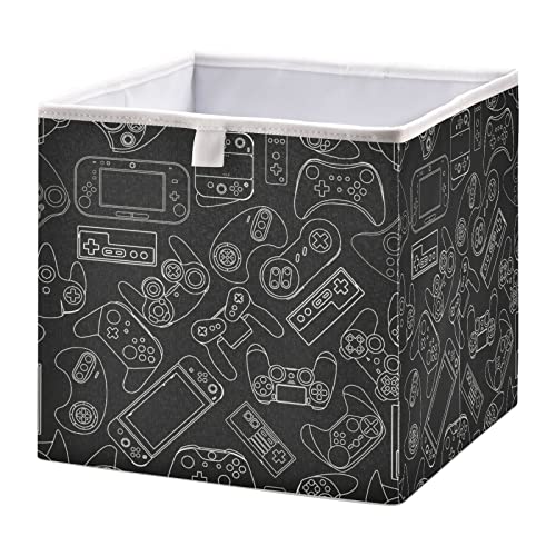 Ollabaky Video Game Controller Cube Storage Bin Closet Fabric Storage Cube Foldable Basket Box Clothes Organizer for Shelves, Nursery Storage Toy Bin, S