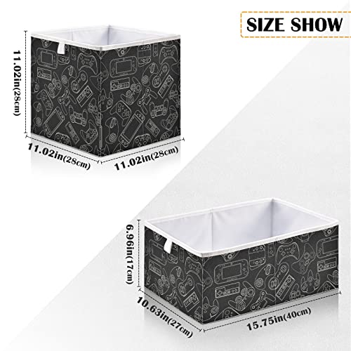 Ollabaky Video Game Controller Cube Storage Bin Closet Fabric Storage Cube Foldable Basket Box Clothes Organizer for Shelves, Nursery Storage Toy Bin, S