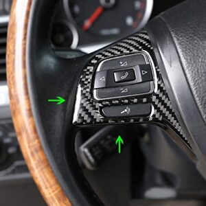 for VW Touareg 2011 2012 2013 2014 2015 2016 2017 2018 Car-Styling Steering Wheel Panel Switch Button Carbon Fiber Cover Decor (A)