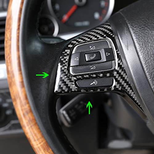 for VW Touareg 2011 2012 2013 2014 2015 2016 2017 2018 Car-Styling Steering Wheel Panel Switch Button Carbon Fiber Cover Decor (A)