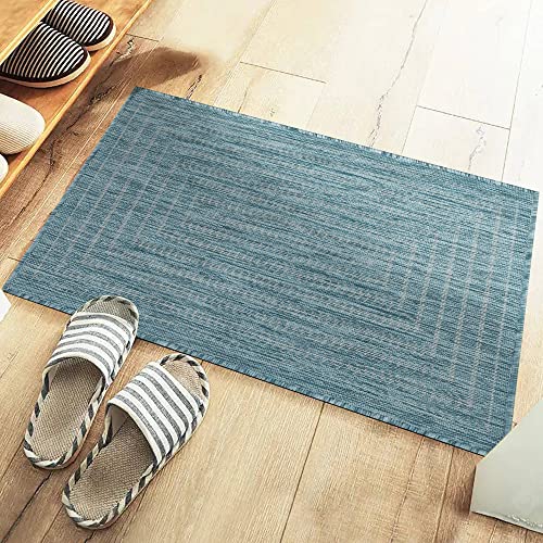 Adiva Rugs Outdoor Indoor Area Rug, Weather Resistant, Easy to Clean, Stain Resistant Floor Mat for Dining Room, Backyard, Deck, Patio (Aqua Weiss, 2' x 3')