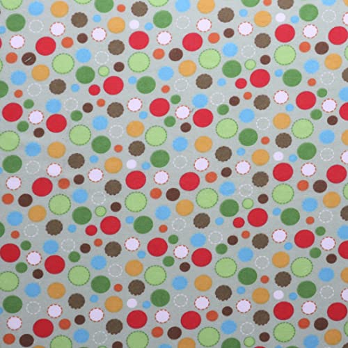 Mook Fabrics Flannel PRT Multi Circle, Mint, 15 Yard Bolt