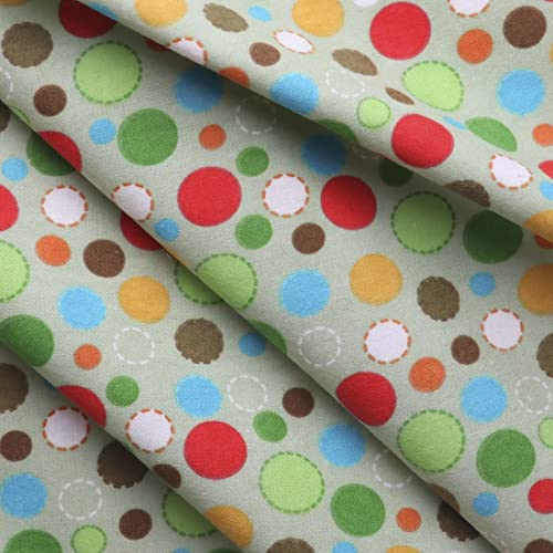 Mook Fabrics Flannel PRT Multi Circle, Mint, 15 Yard Bolt