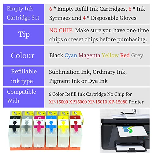 Gooyule 312XL No Chip Refill Ink Cartridges for XP-15000 XP-15010 XP-15080 Remanufactured Sublimation Ink Cartridges Without Chip & Ink for XP15000 Printer