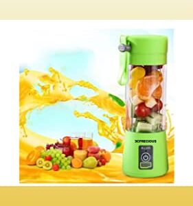 USB Portable Blender Juicer Cup, 3CPRECIOUS Fruit Juice mixer, Mini Portable Rechargeable Battery/Juicing Blender Mixer, 380ml (Green)