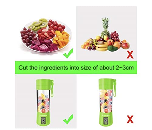 USB Portable Blender Juicer Cup, 3CPRECIOUS Fruit Juice mixer, Mini Portable Rechargeable Battery/Juicing Blender Mixer, 380ml (Green)