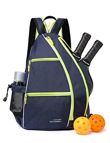 OUTPLORER Pickleball Bag for Men Women Pickleball Backpack Reversible Crossbody Sling Bag Sports Pickleball Sling Bag Adjustable Pickleball Backpack with Fence Hook