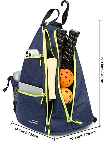 OUTPLORER Pickleball Bag for Men Women Pickleball Backpack Reversible Crossbody Sling Bag Sports Pickleball Sling Bag Adjustable Pickleball Backpack with Fence Hook