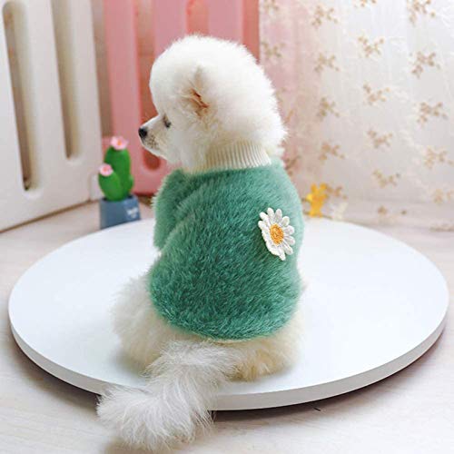 HonpraD Fleece Jackets for Dogs Daisy Sweater Plush Small Girl for Sweaters Neck Flowers Style Round Pet Dog Clothes Girl Small Breed