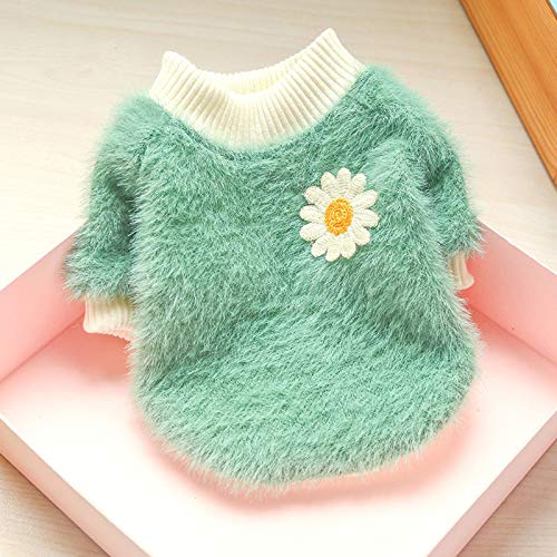 HonpraD Fleece Jackets for Dogs Daisy Sweater Plush Small Girl for Sweaters Neck Flowers Style Round Pet Dog Clothes Girl Small Breed