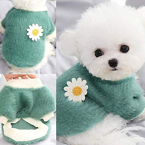 HonpraD Fleece Jackets for Dogs Daisy Sweater Plush Small Girl for Sweaters Neck Flowers Style Round Pet Dog Clothes Girl Small Breed