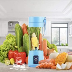 USB Portable Blender Juicer Cup, 3CPRECIOUS Fruit Juice mixer, Mini Portable Rechargeable Battery/Juicing Blender Mixer, 380ml (Blue)