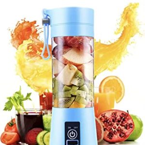 USB Portable Blender Juicer Cup, 3CPRECIOUS Fruit Juice mixer, Mini Portable Rechargeable Battery/Juicing Blender Mixer, 380ml (Blue)