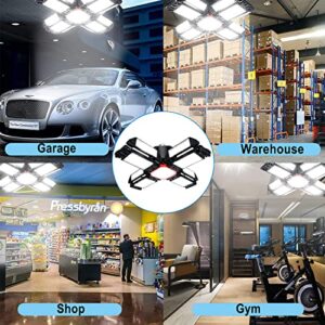 StillCool Garage Lights Ceiling Led, 2 Pack Shop Lights 180W 20000LM 6500K Garage Lights, 12 Adjustable Panels Deformable Ceiling Lighting Fixture - E26/E27 Bay Light for Barn, Workshop, Basement etc.