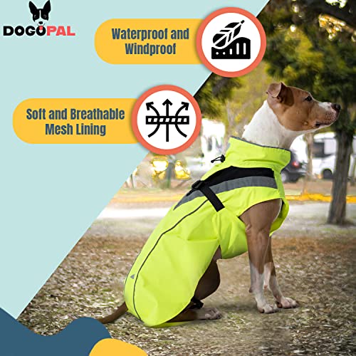 DOGOPAL Dog Raincoat - Reflective Dog Rain Jacket Waterproof for Small Medium and Large Dogs - Dog Raincoats with Leash Hole (Yellow, L)