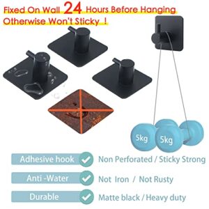 3m Hooks Heavy Duty Strong Adhesive Wall Hooks Command Hooks for Hanging Heavy Duty Towels Hangers 6 Pack Black Robe Hook for Bathroom Kitchen Clothes Sticky Hooks (Black,6 Pack)