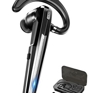 TIANLI Bluetooth Headset V5.0, Bluetooth Earpiece with CVC8.0 Active Noise Canceling Dual Microphones for Computer and Cell Phone, Hands-Free Bluetooth Earphone for Driving/Office/Business, Black