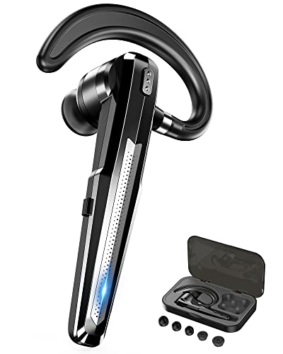 TIANLI Bluetooth Headset V5.0, Bluetooth Earpiece with CVC8.0 Active Noise Canceling Dual Microphones for Computer and Cell Phone, Hands-Free Bluetooth Earphone for Driving/Office/Business, Black