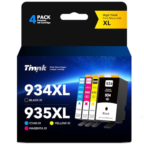 934XL and 935XL Ink Cartridges Compatible for HP 934 935 XL Combo Pack, for Officejet Pro 6830 6230 6835 6812 6815 6820 6220 6800 (1 Black,1 Cyan,1 Magenta,1 Yellow, 4 XL Pack)