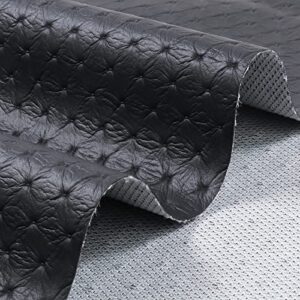 black faux leather sheet vinyl marine upholstery diamond embossed leather fabric soft&waterproof for sofa,pillow,seat,suv,rv,diy project (black 2yard)